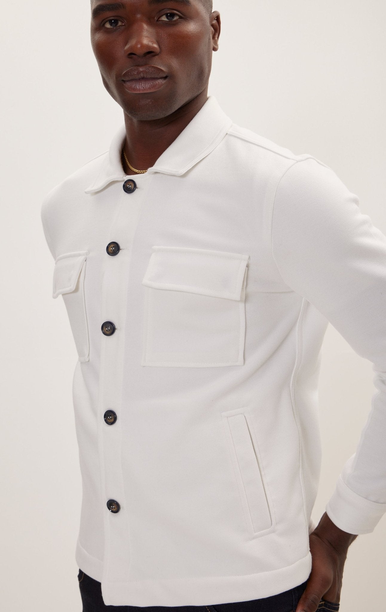 Full Button Up Jacket - Off White - Ron Tomson